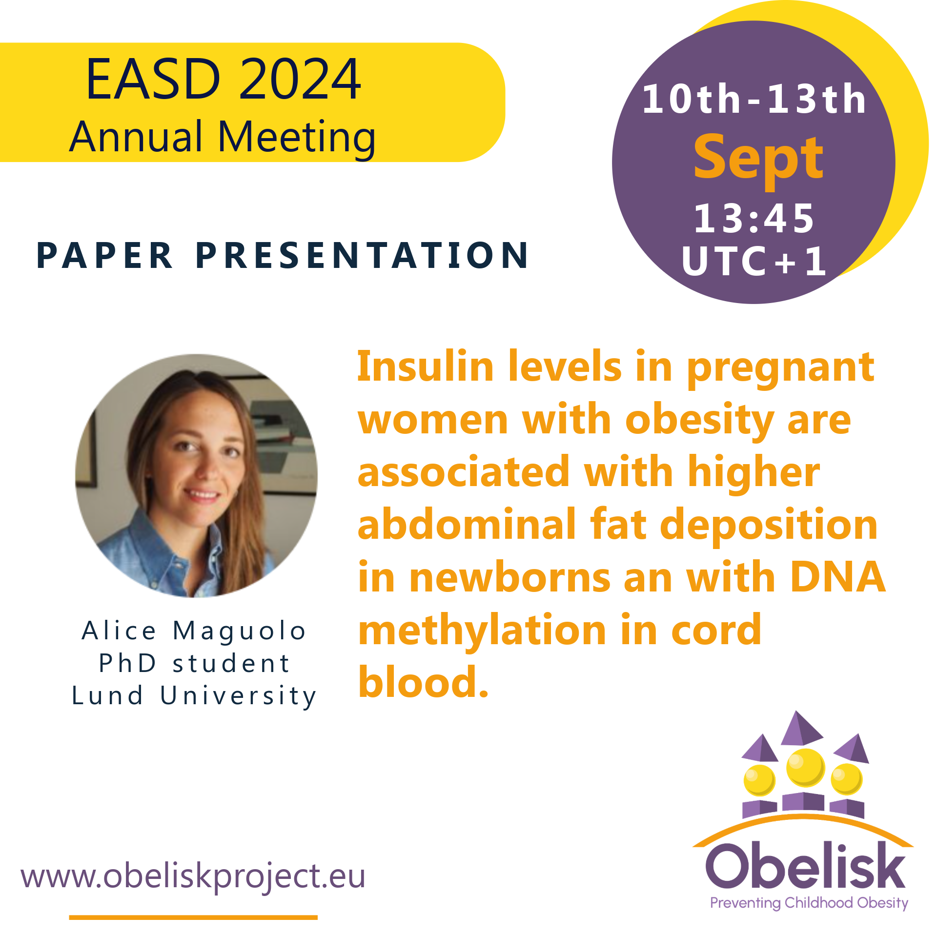 Alice Maguolo presents her paper at the EASD 2024 meeting